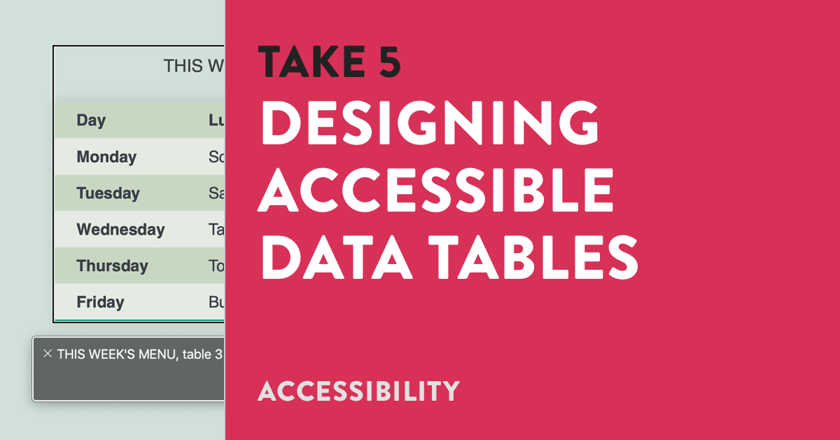 Designing Accessible Data Tables | Take 5 Tutorials | Gymnasium